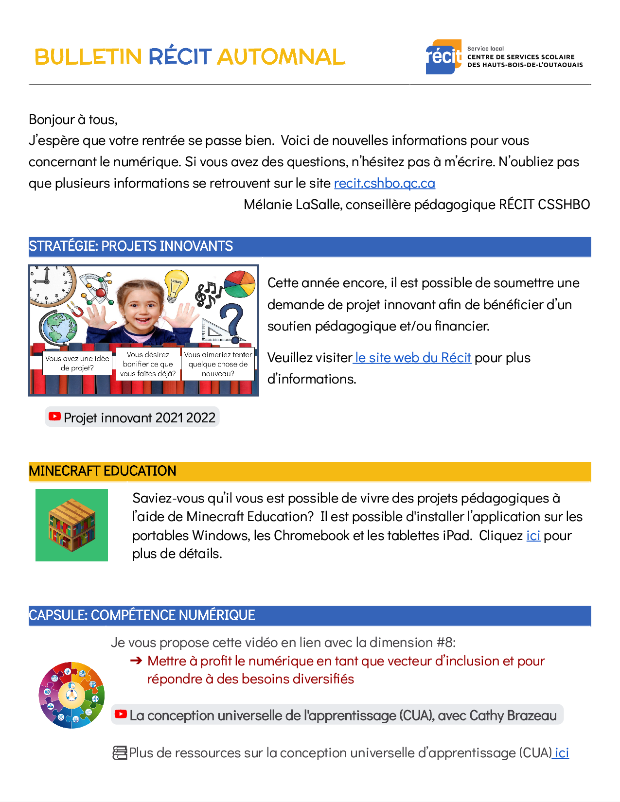 Infolettre du Récit – RECIT CSSHBO